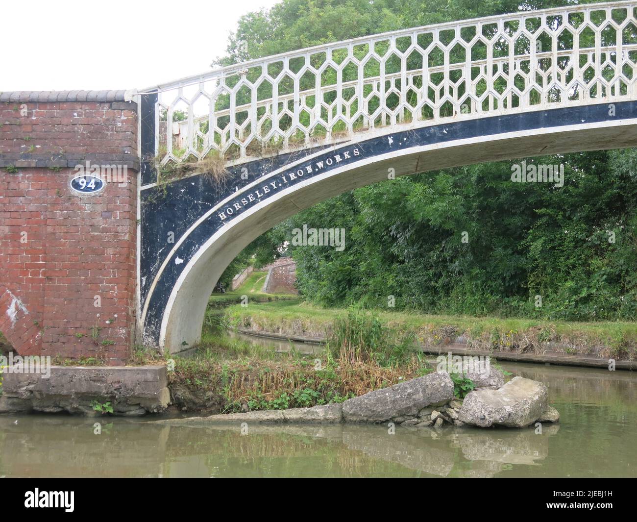 Bridge number 94 is a white footbridge made by Horseley Ironworks at ...