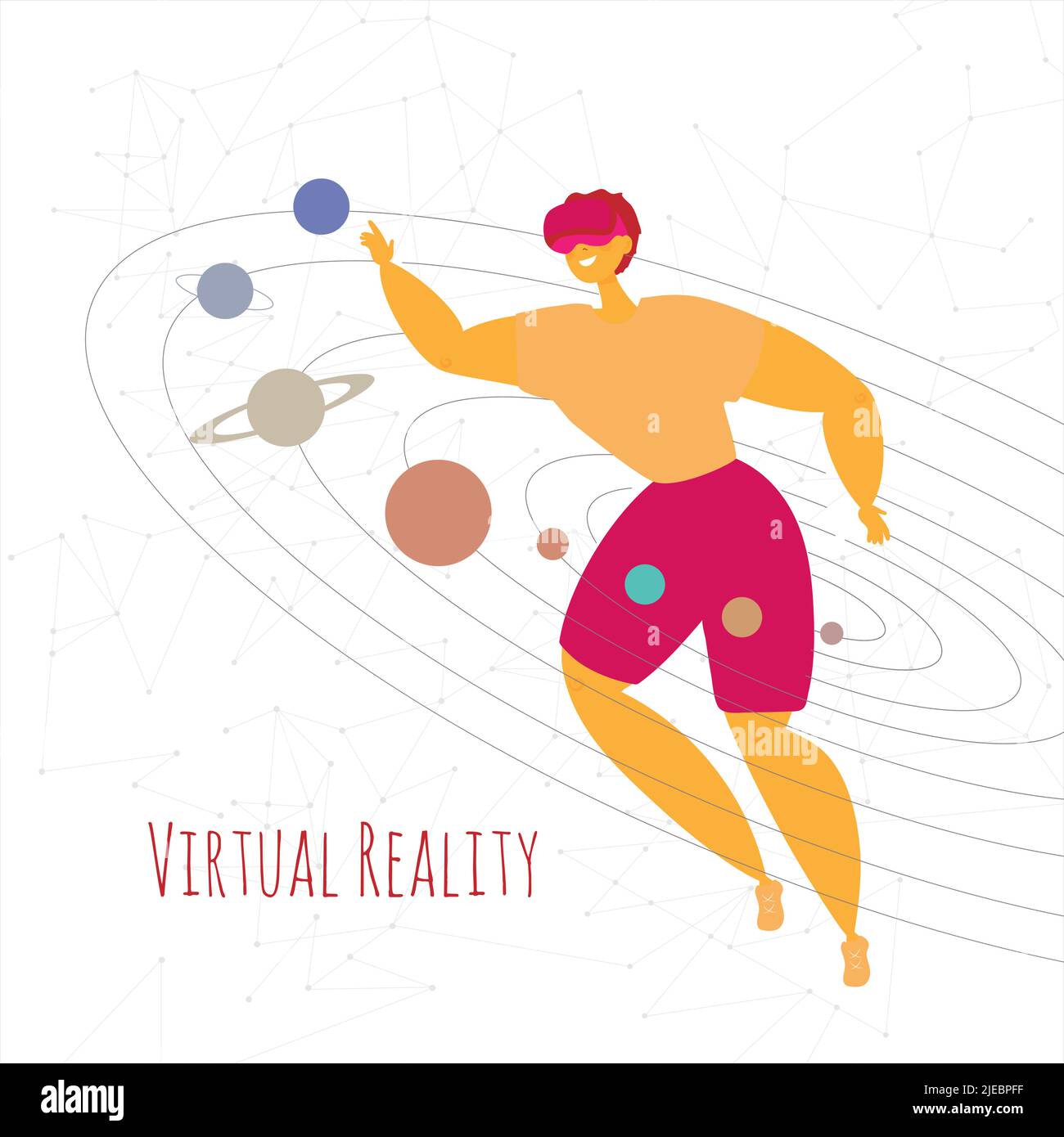 VR virtual reality concept. A man explores space in virtual reality ...