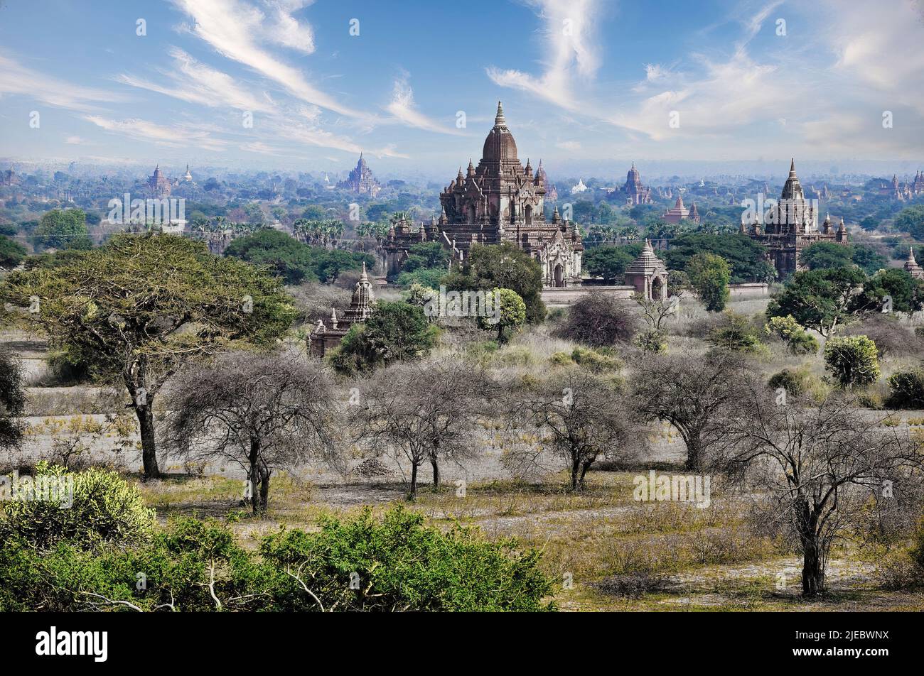 Burma, Bagan. The Valley of the Temples, a city of colossal temples ...