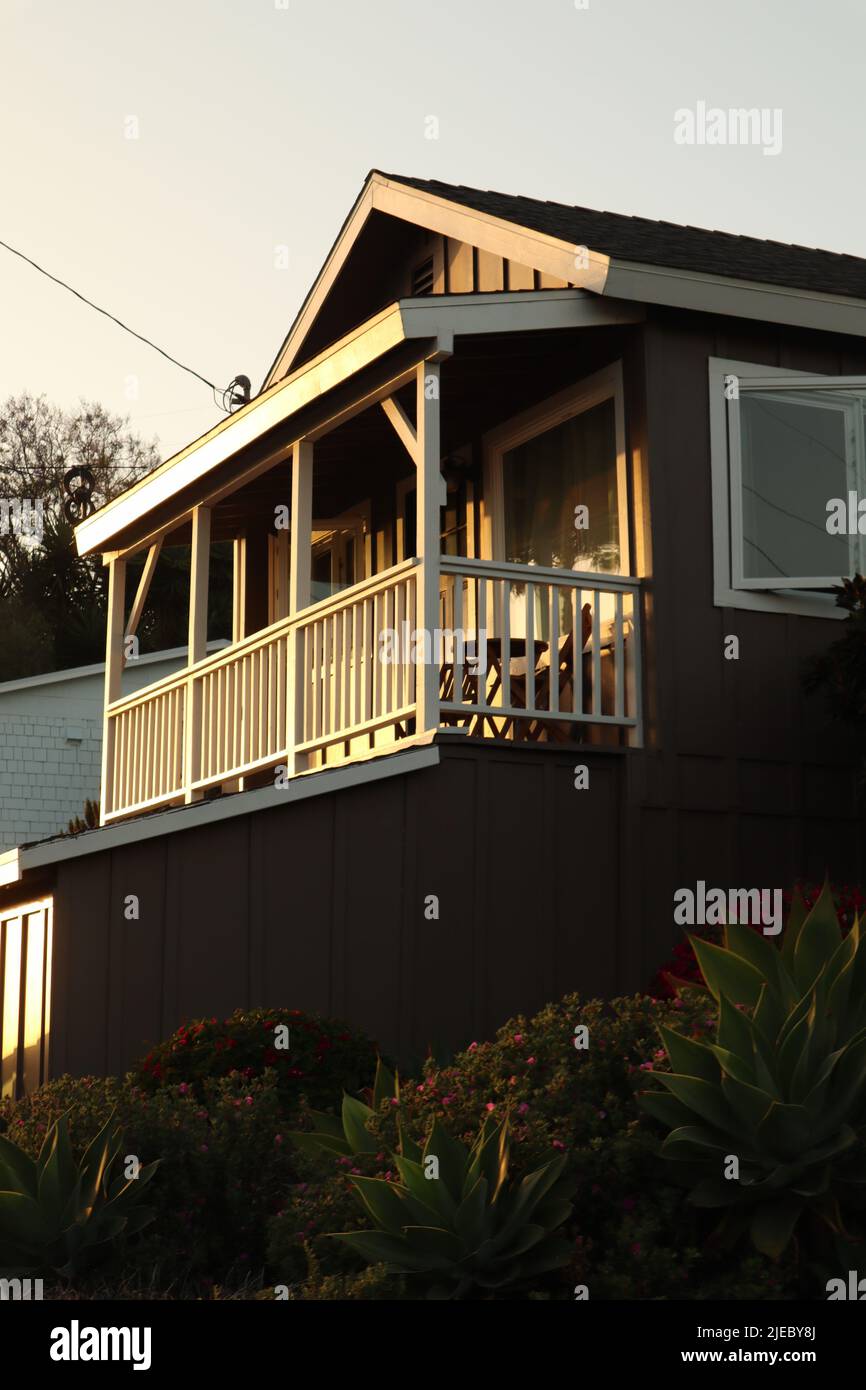 Santa Barbara on the beach. A beach house during sunset, the beach ...