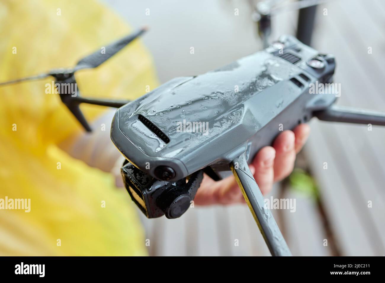 New drone a well - known company is standing on a concrete surface ...