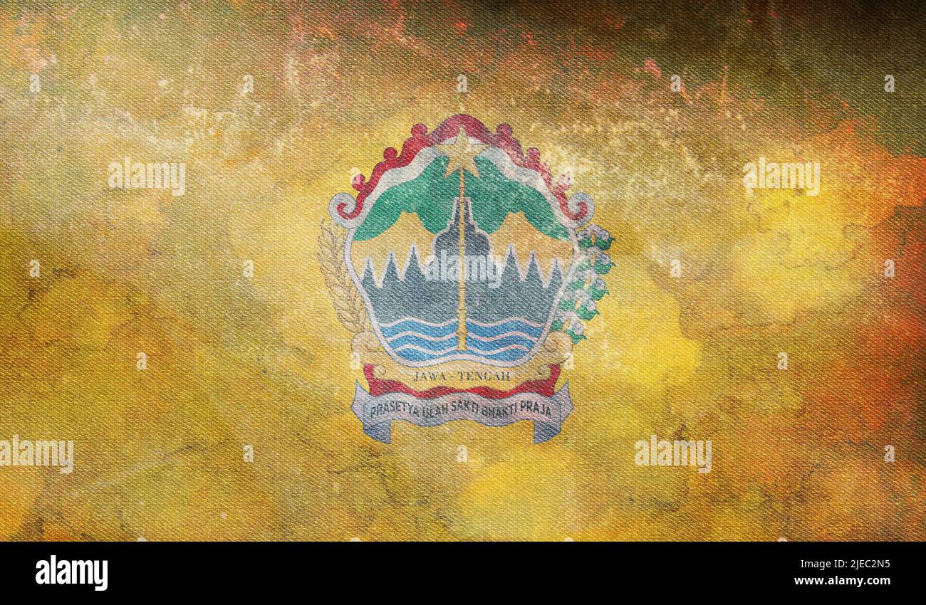 Top view of retro flag Central Java Indonesia with grunge texture ...