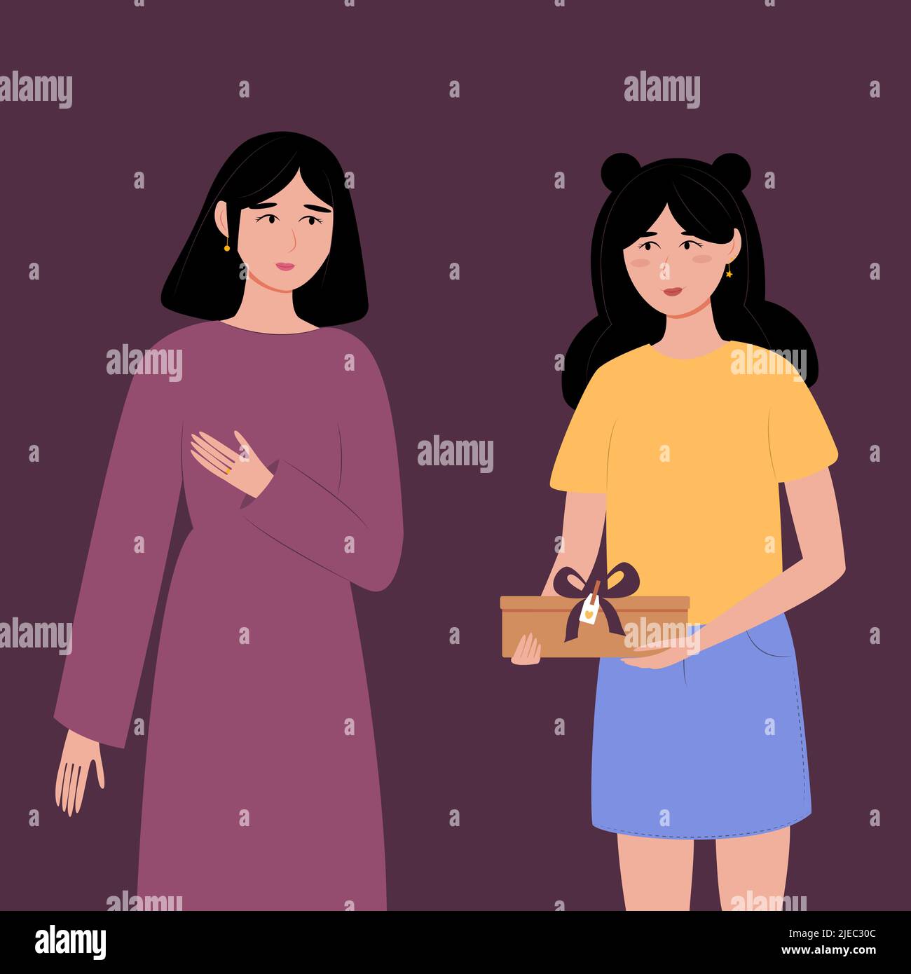 Mother S Day Present Concept Smiling Girl Giving A Present For Her