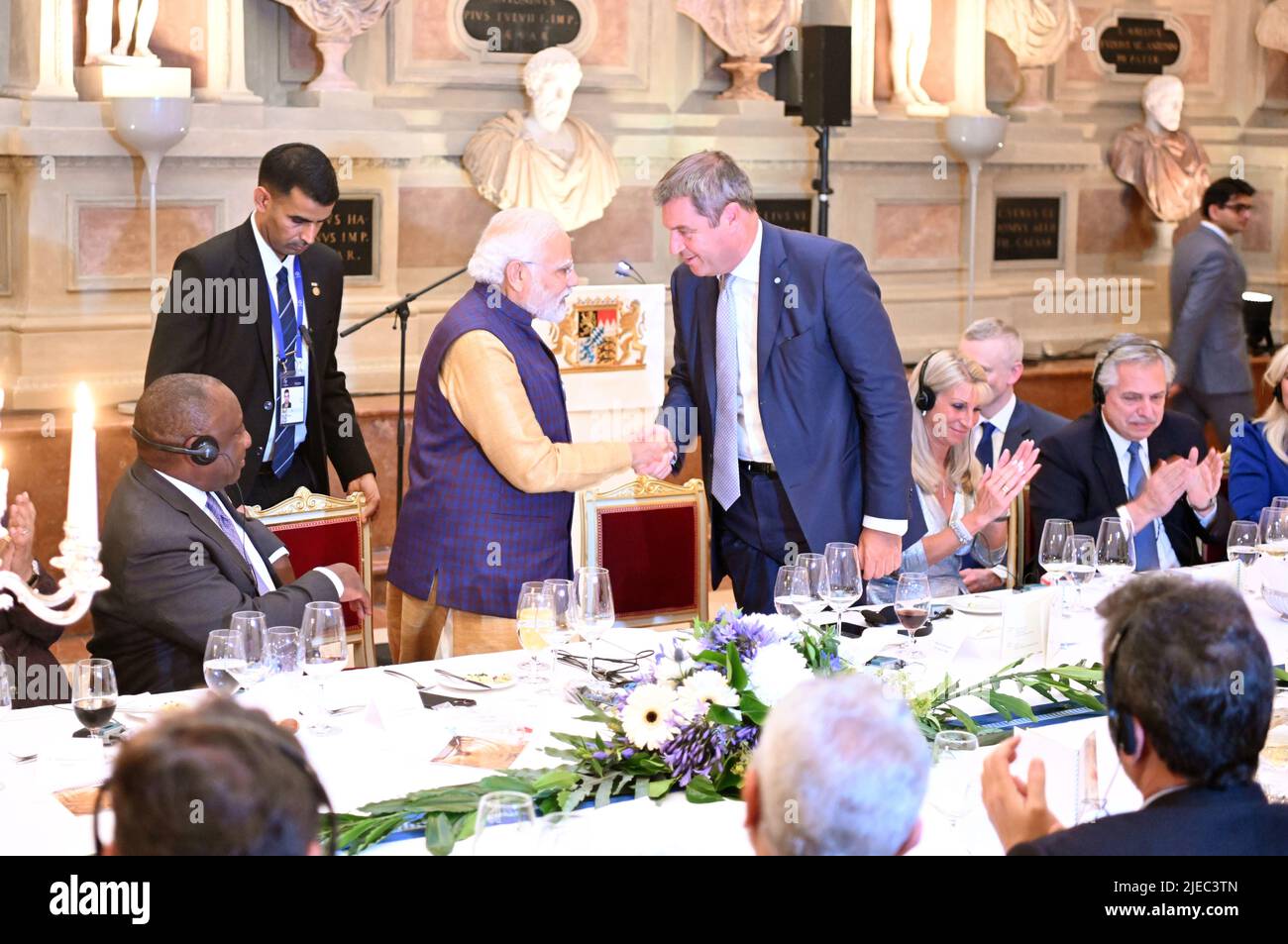 Munich, Germany. 26th June, 2022. Narendra Modi (3rd from left), Indian ...