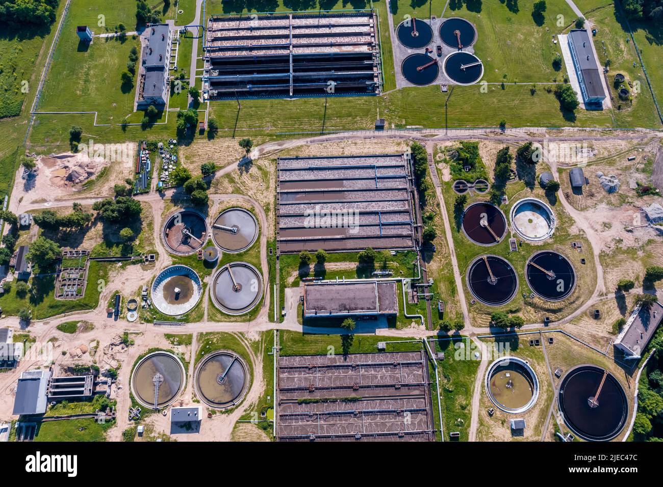 aerial view modern wastewater sewage treatment plant of the city Stock ...