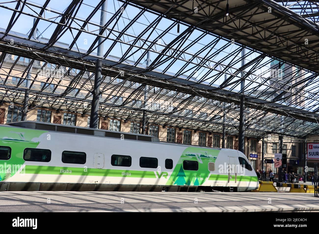 Long distance train at Helsinki Main Railway Station, Finland Stock ...