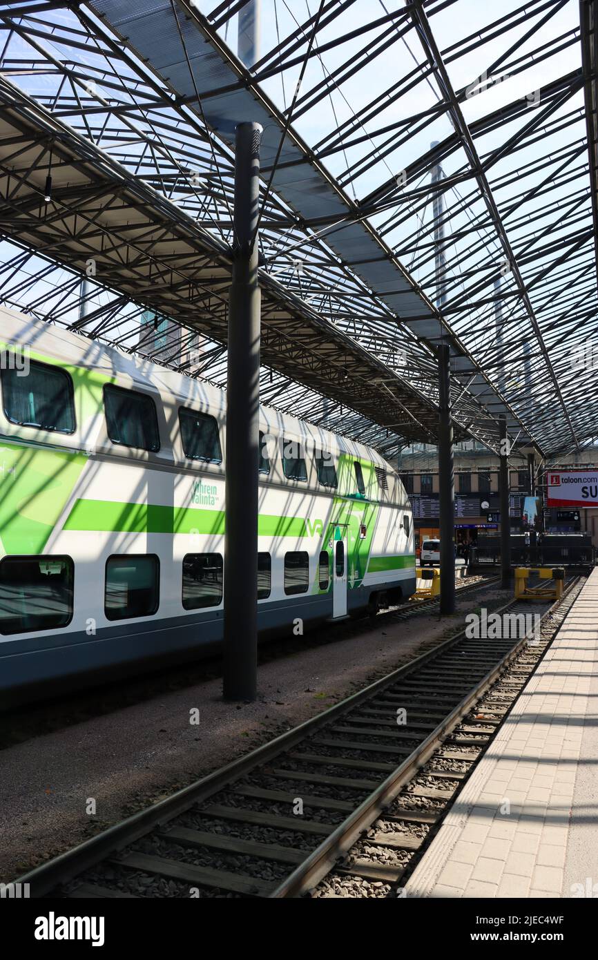 Long distance train at Helsinki Main Railway Station, Finland Stock ...