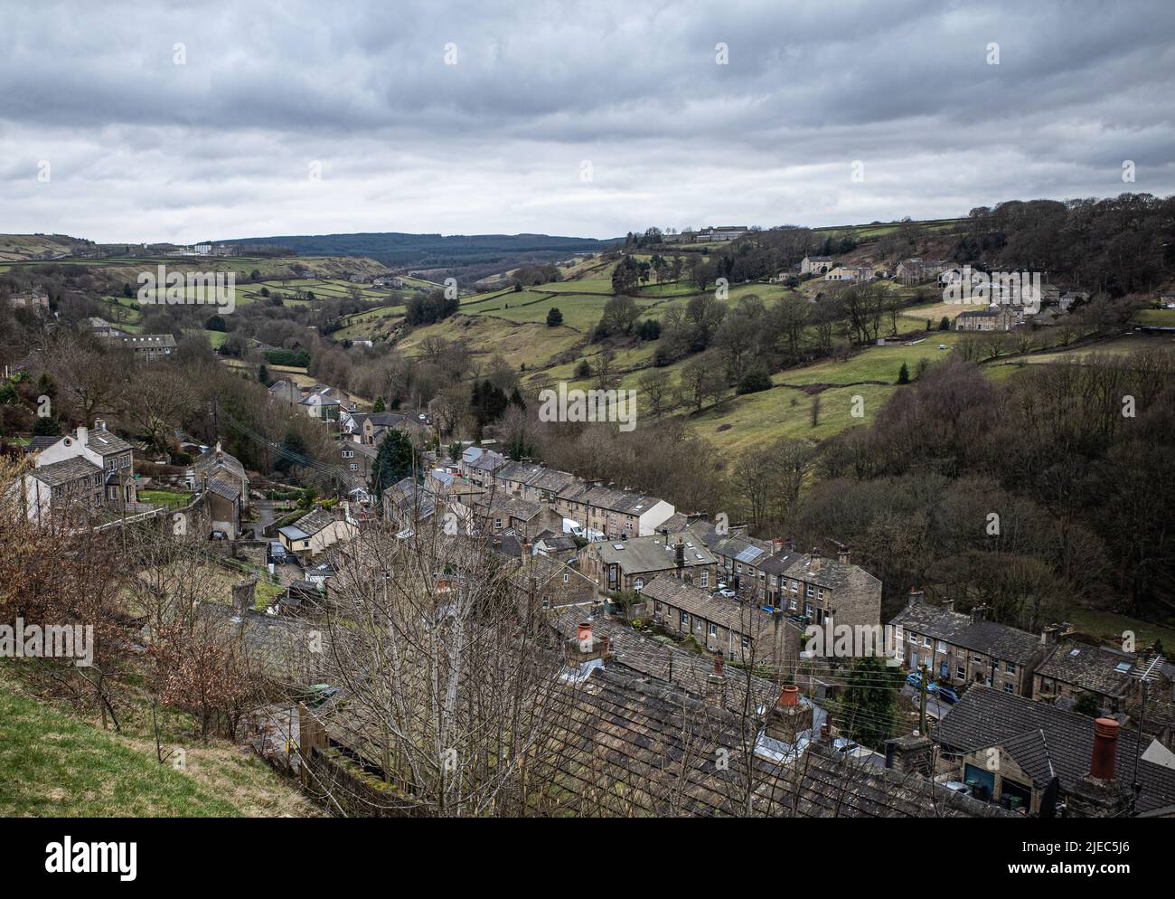 the holme valley from cinder hills road Stock Photo - Alamy