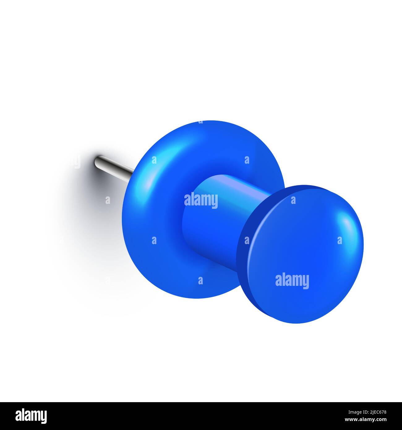 Realistic blue push pin. Board tack isolated on white background ...