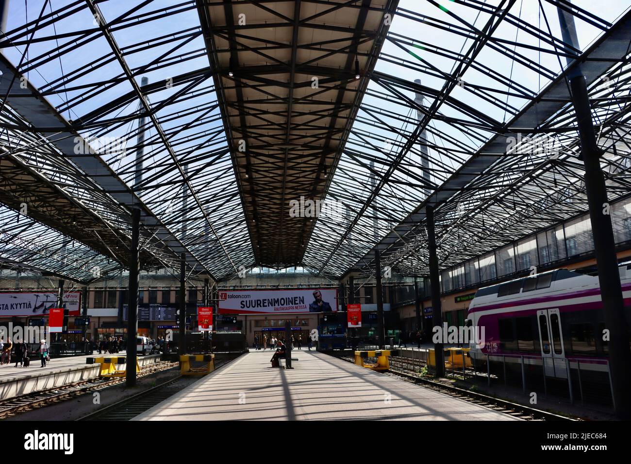 Rail platforms at Helsinki Main Railway Station, Finland Stock Photo ...