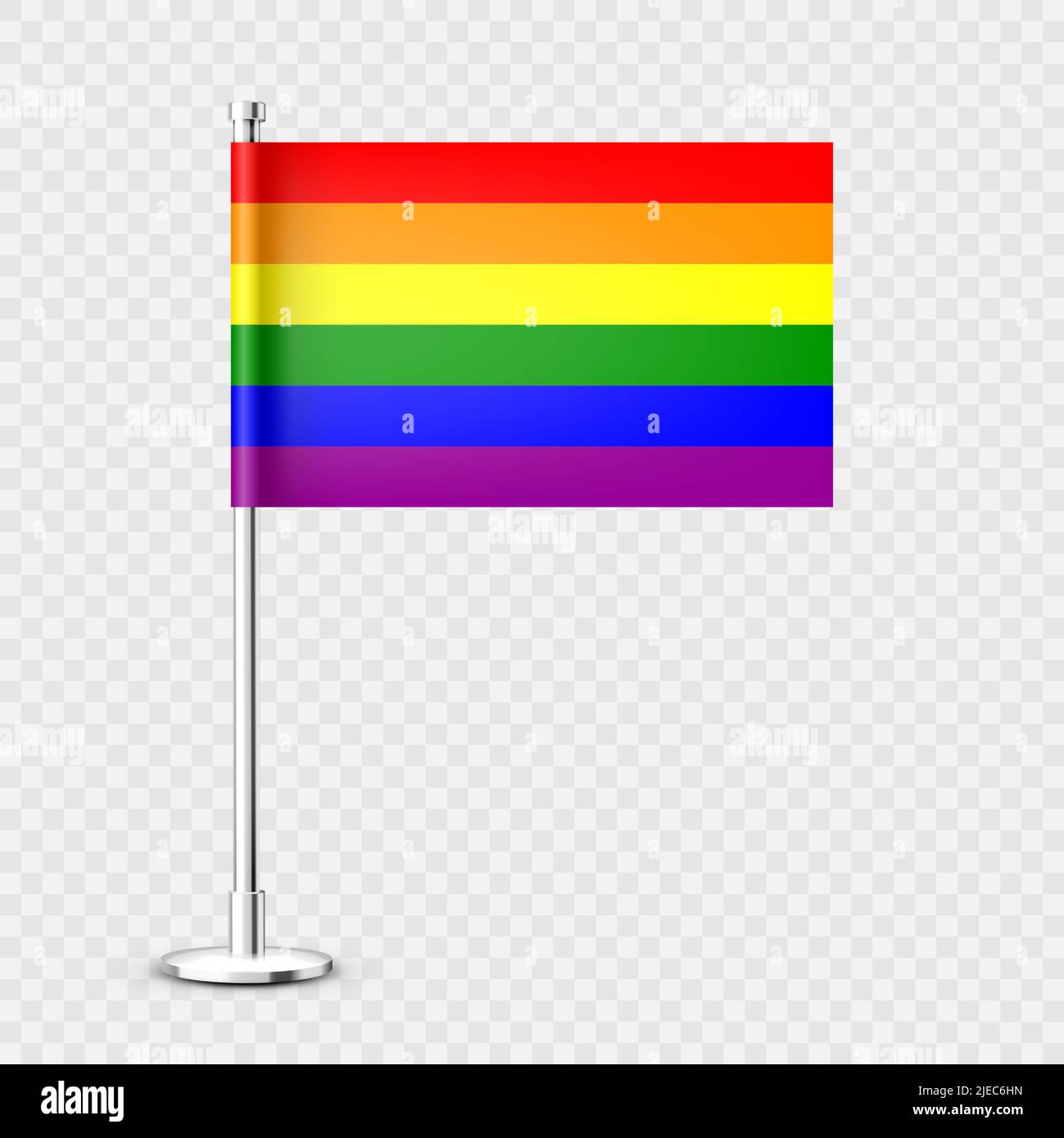 Realistic table flag on a chrome steel pole. Rainbow LGBT desk flag ...