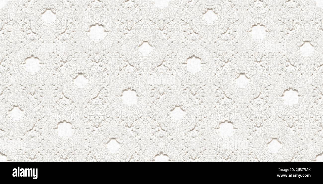 White on White linen lace effect border background. Minimal stylish wedding openwork ribbon trim ...