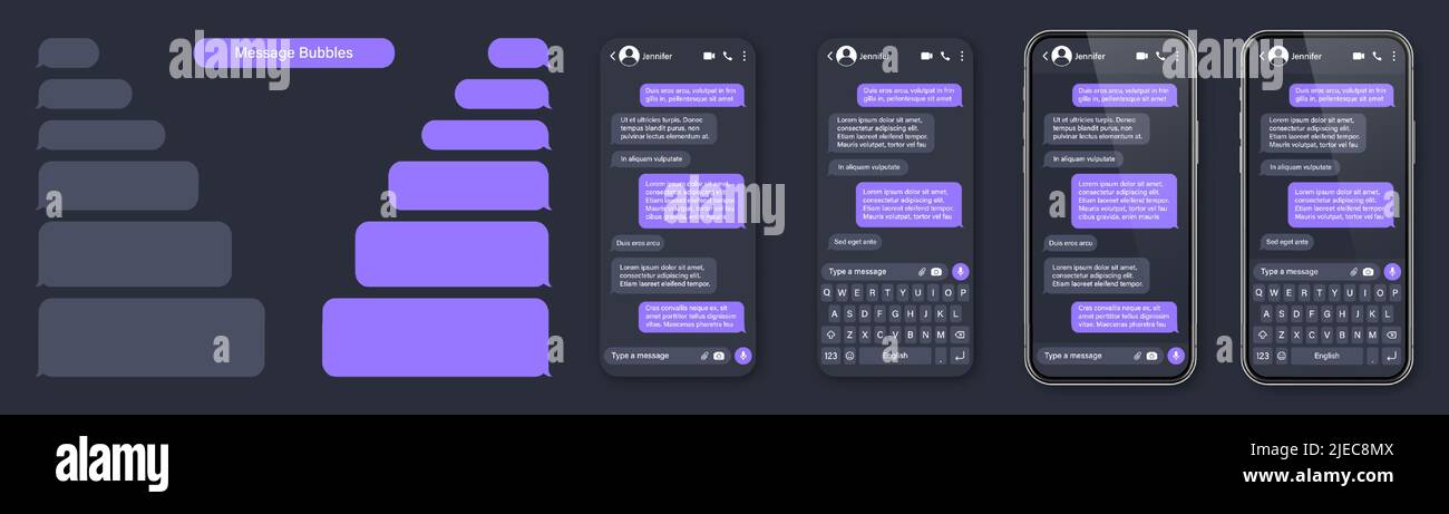 Realistic smartphone with messaging app. SMS text frame. Conversation ...