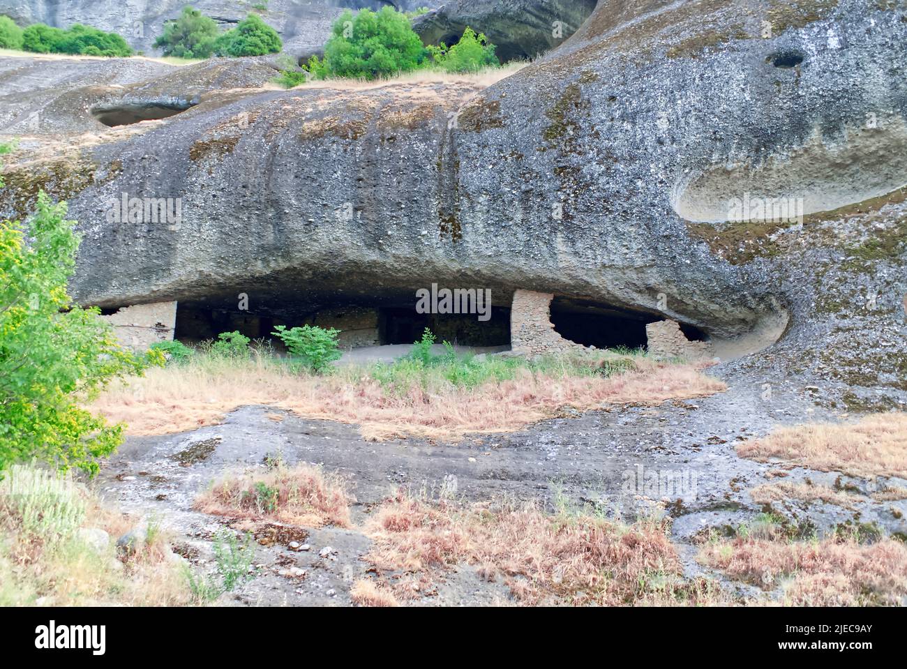 Cave. Abode of ancient hermits near Kastraki village, Meteora, Greece ...