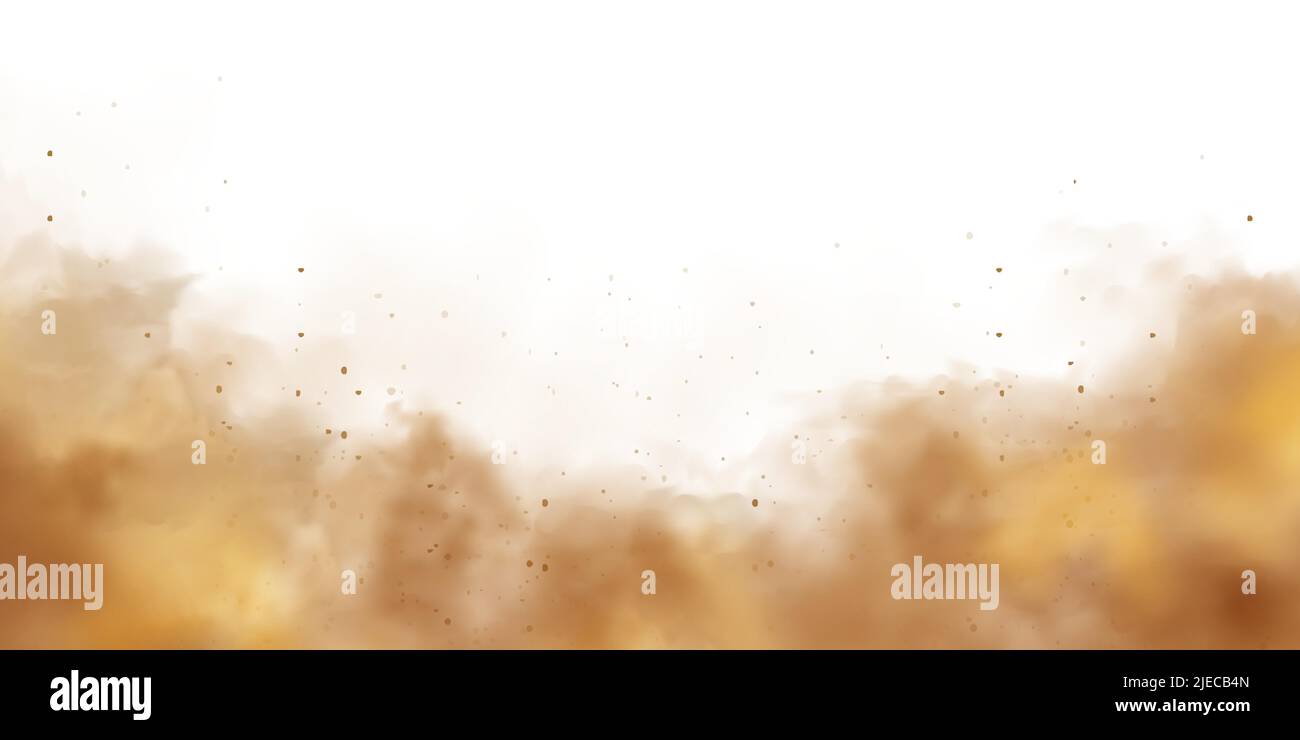 Realistic dust clouds isolated on white background. Sand storm with ...