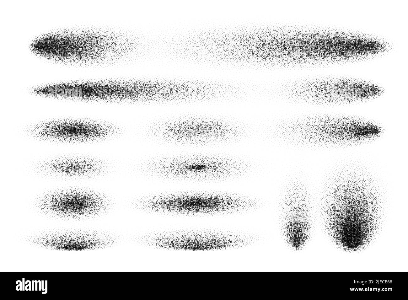 Stipple shadows set, dotted design elements. Fading gradient. Stippling ...