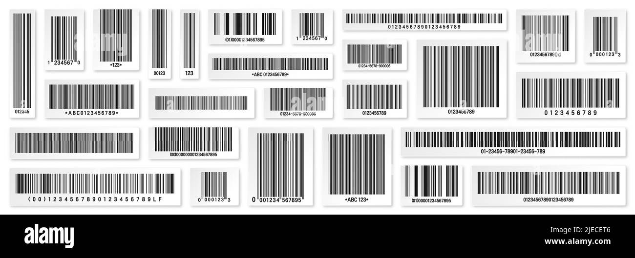 Set of product barcodes. Identification tracking code. Serial number ...