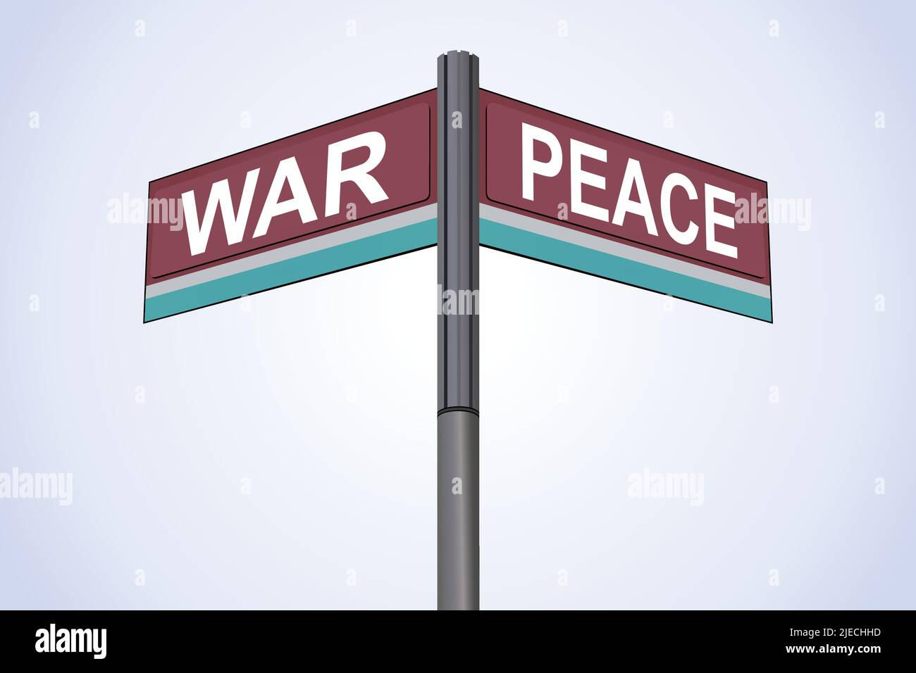 War on one side with Peace another direction, chrome road sign, with ...