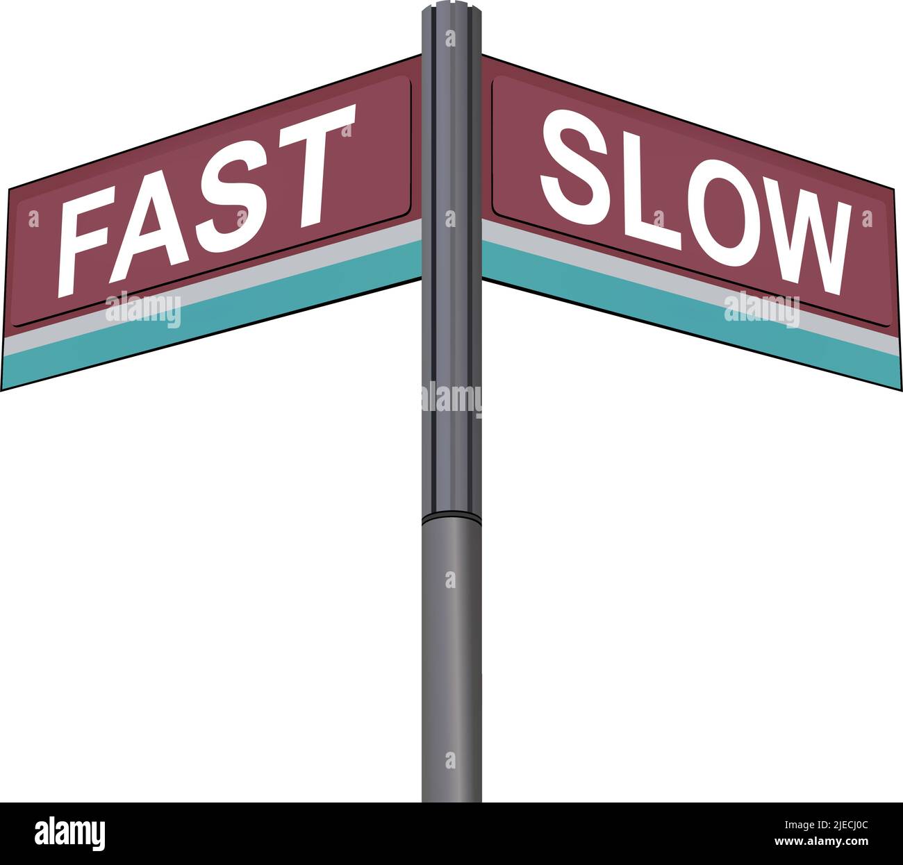 Fast on one side with Slow another direction, chrome road sign, with ...