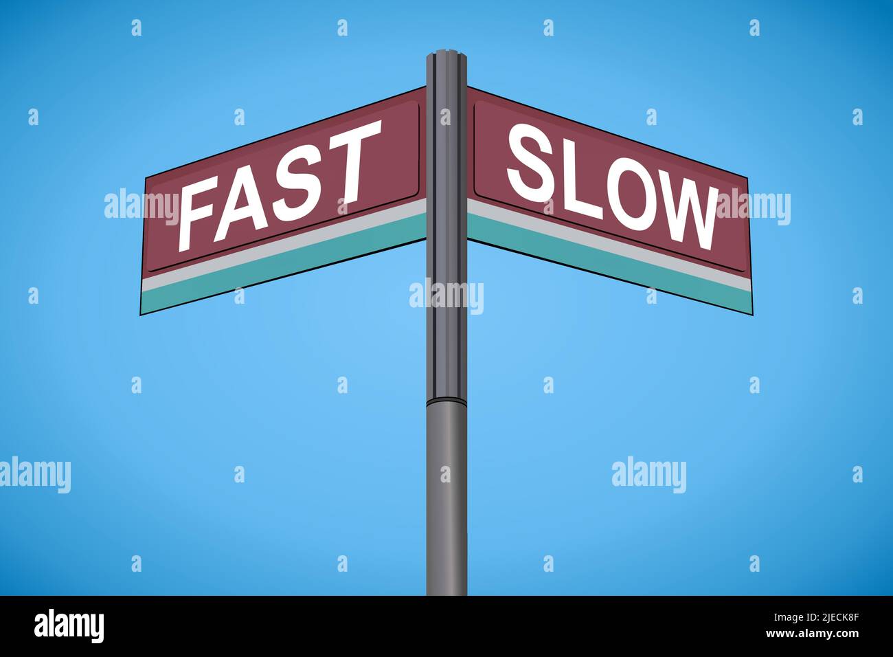 Fast on one side with Slow another direction, chrome road sign, with ...