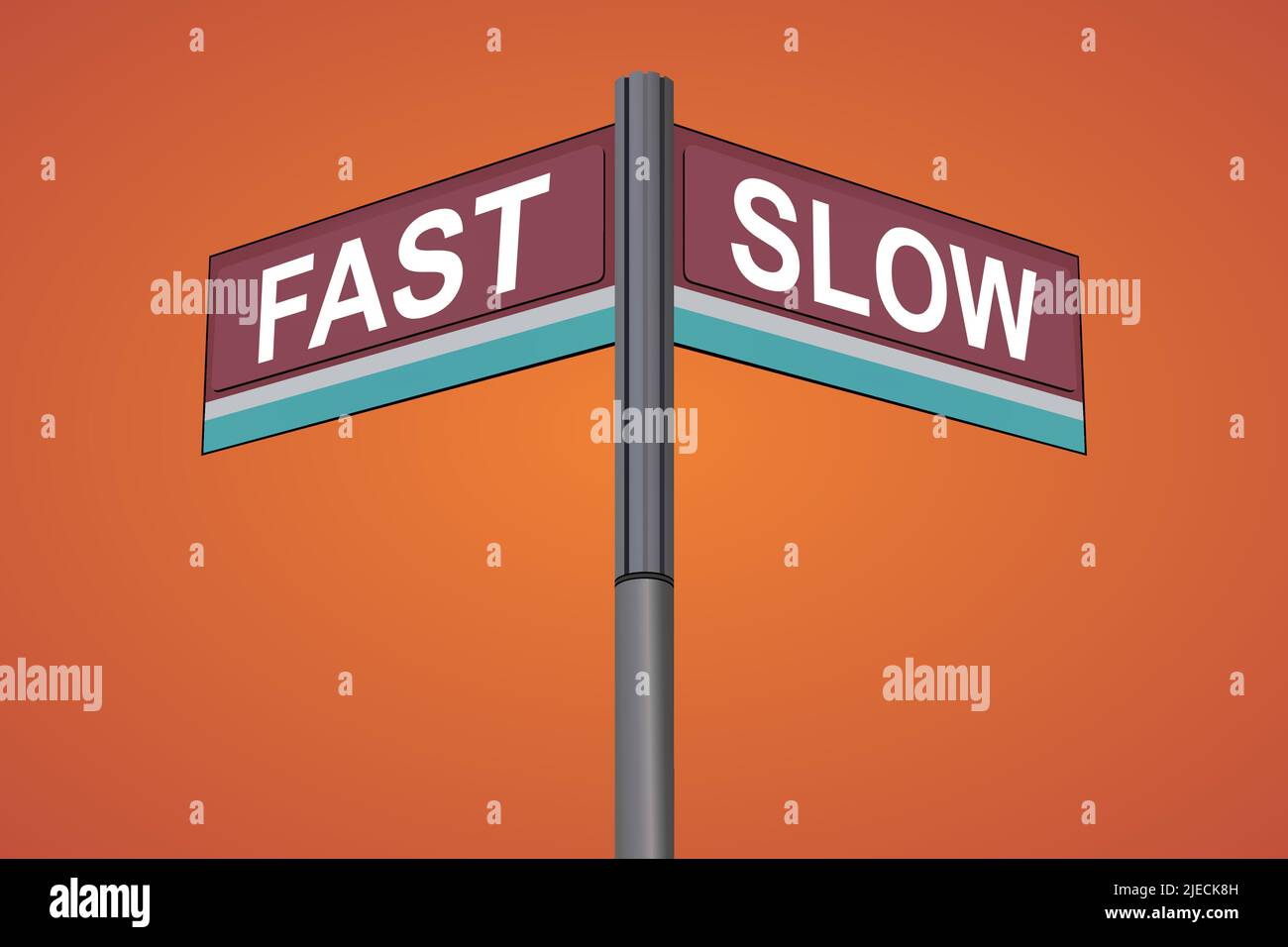 Fast on one side with Slow another direction, chrome road sign, with ...