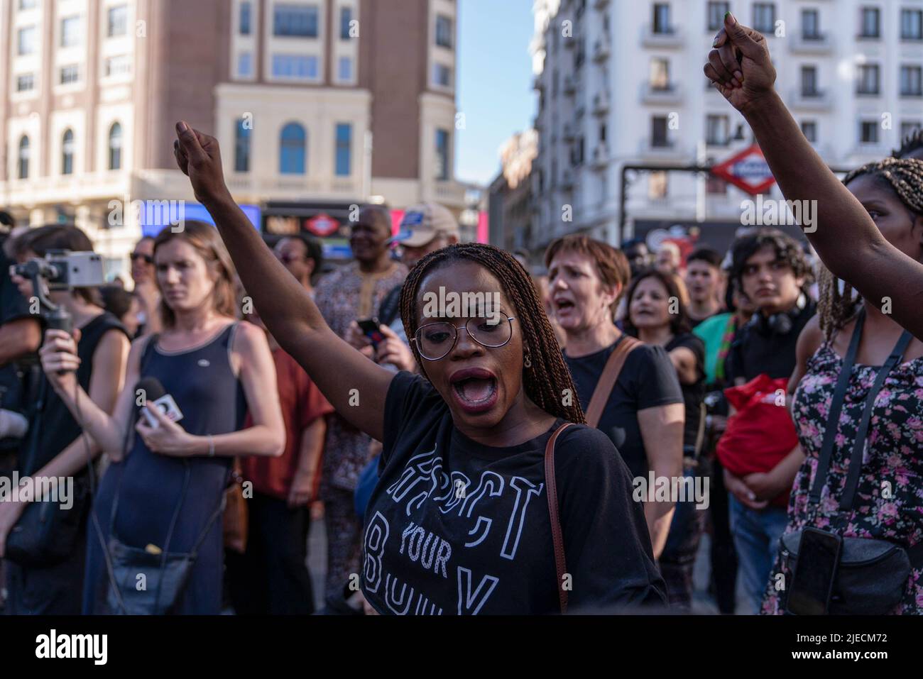 Madrid anti racist assembly hi-res stock photography and images - Alamy