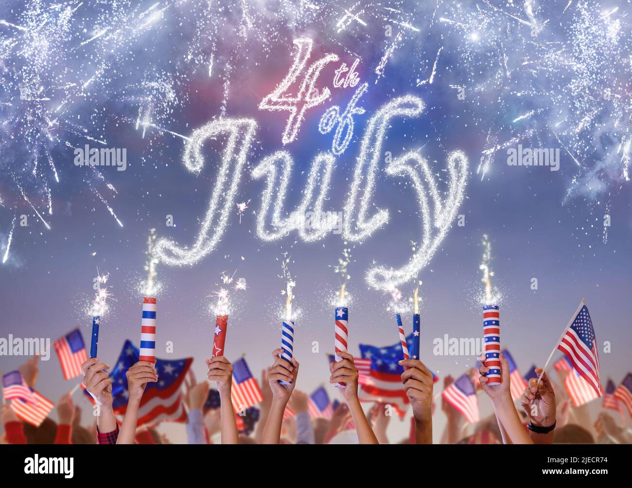 4th of July in America. USA Independence day fireworks. Hands holding ...
