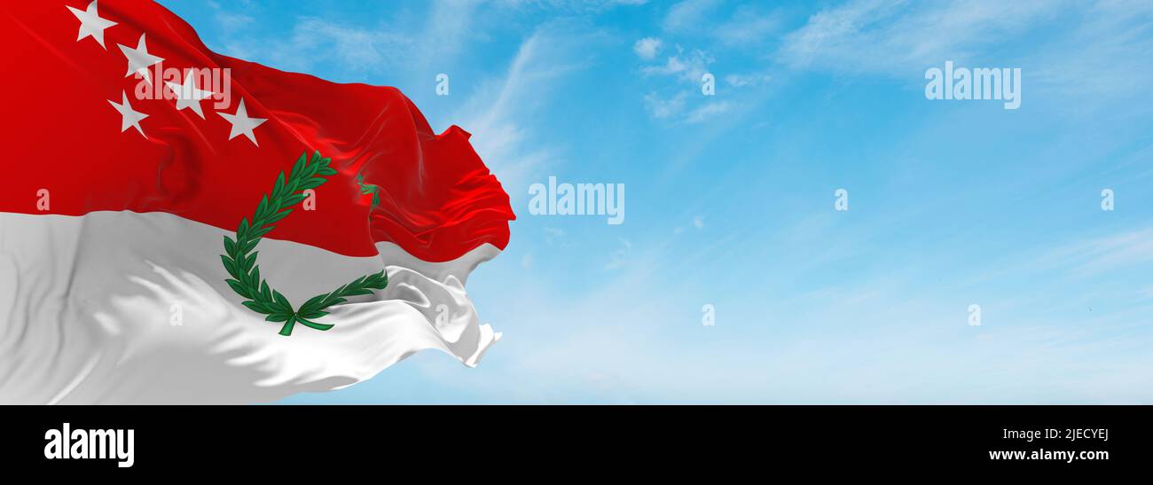 official flag of Legion of Ratu Adil Indonesia at cloudy sky background ...