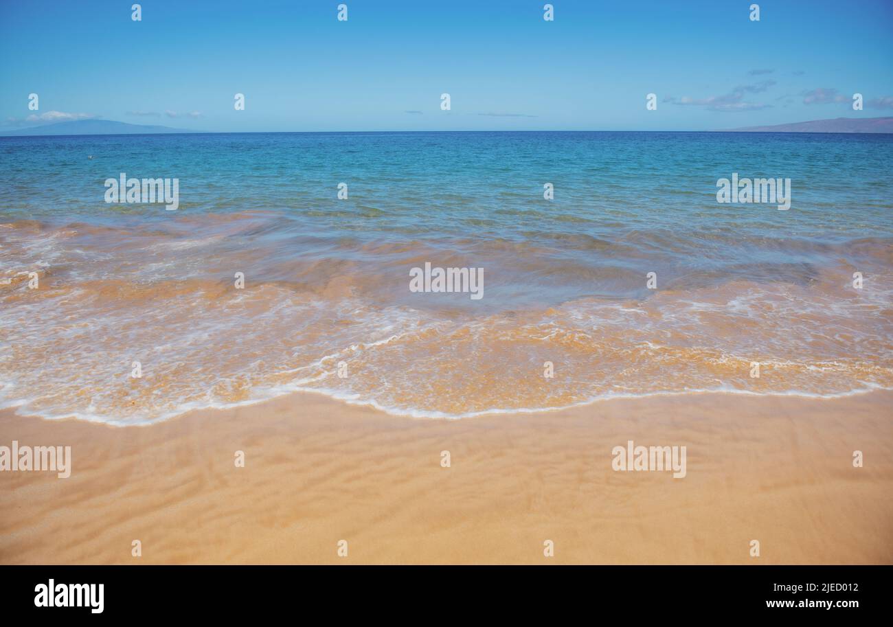 Sea background, nature of tropical summer beach with rays of sun light ...