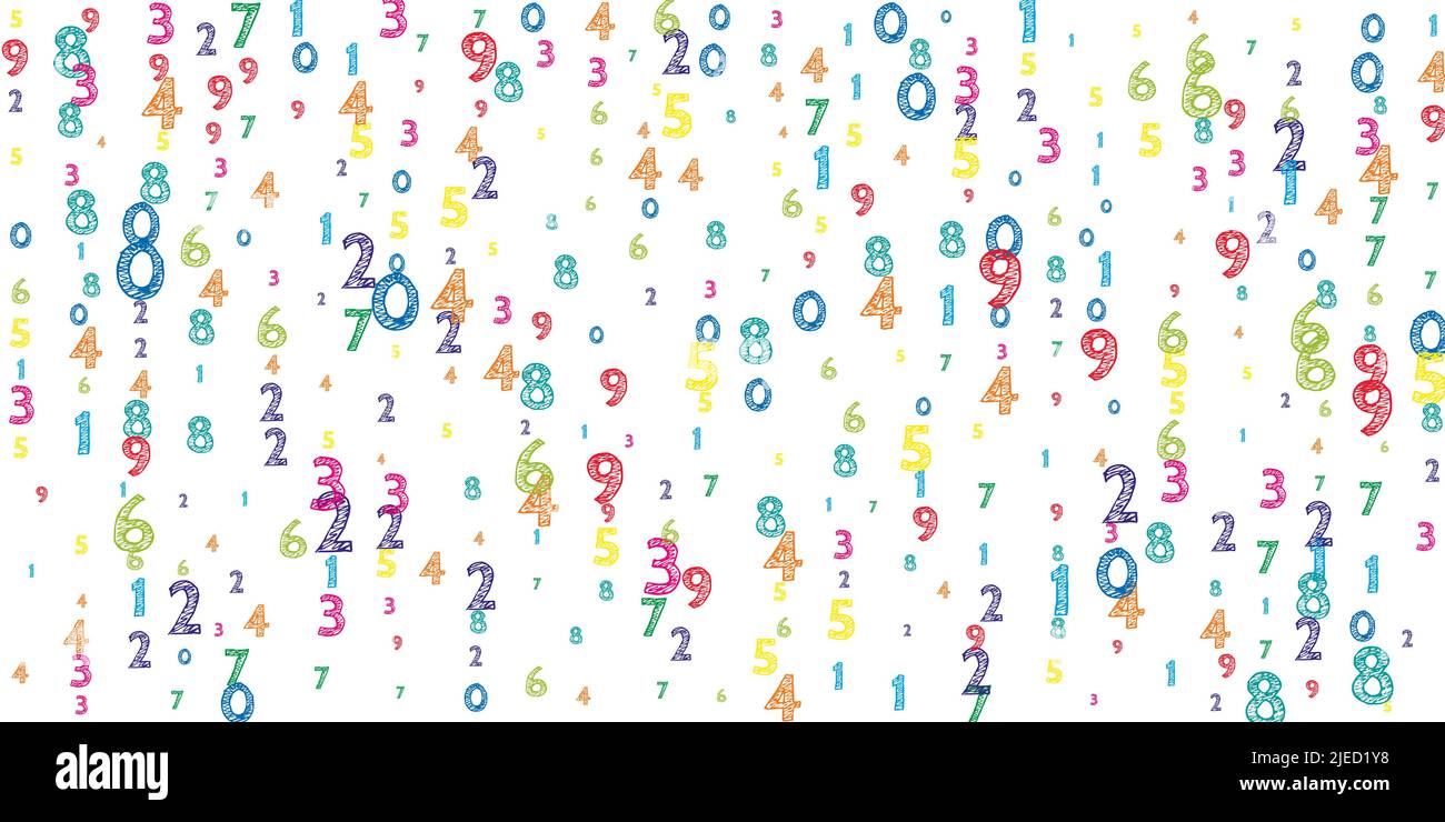 Falling colorful orderly numbers. Math study concept with flying digits ...
