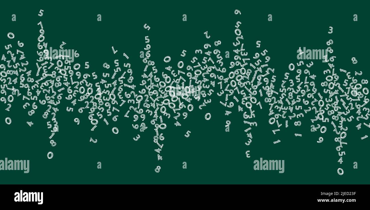 Falling handdrawn chalk numbers. Math study concept with flying digits ...