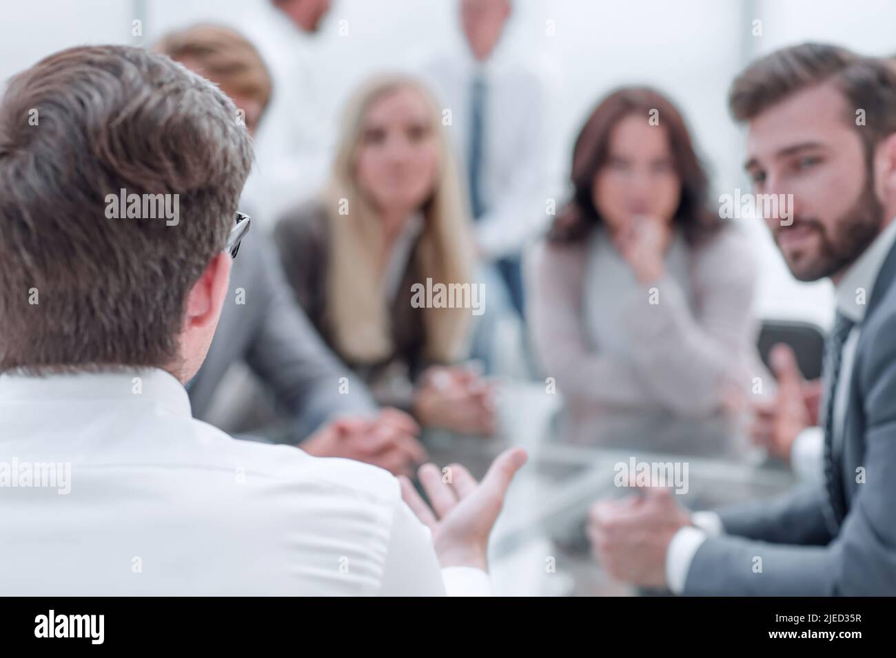 background image of business people sitting at the office Desk Stock ...