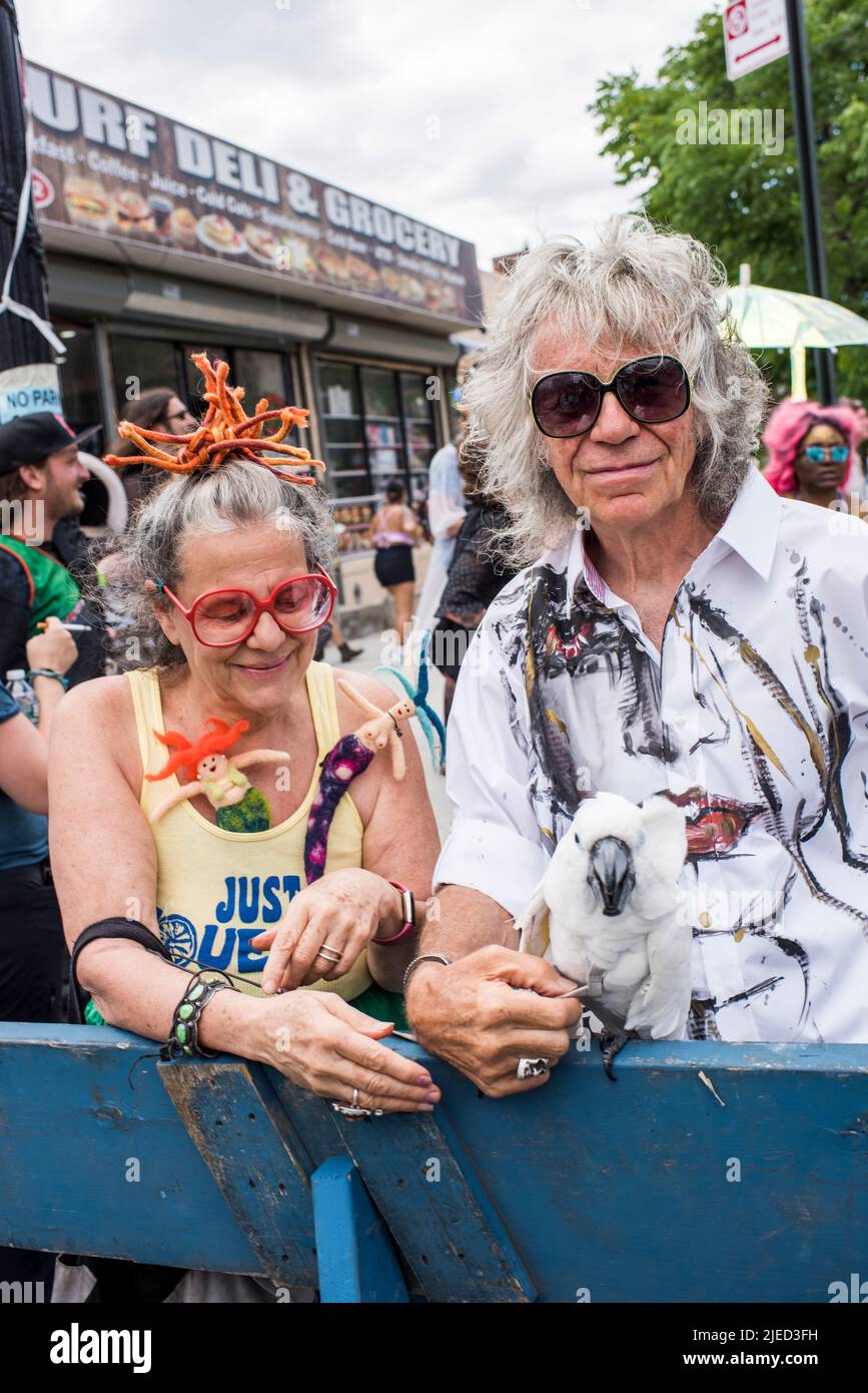 Brooklyn, New York - June 18, 2022: Couple with bird, The 40th Annual ...