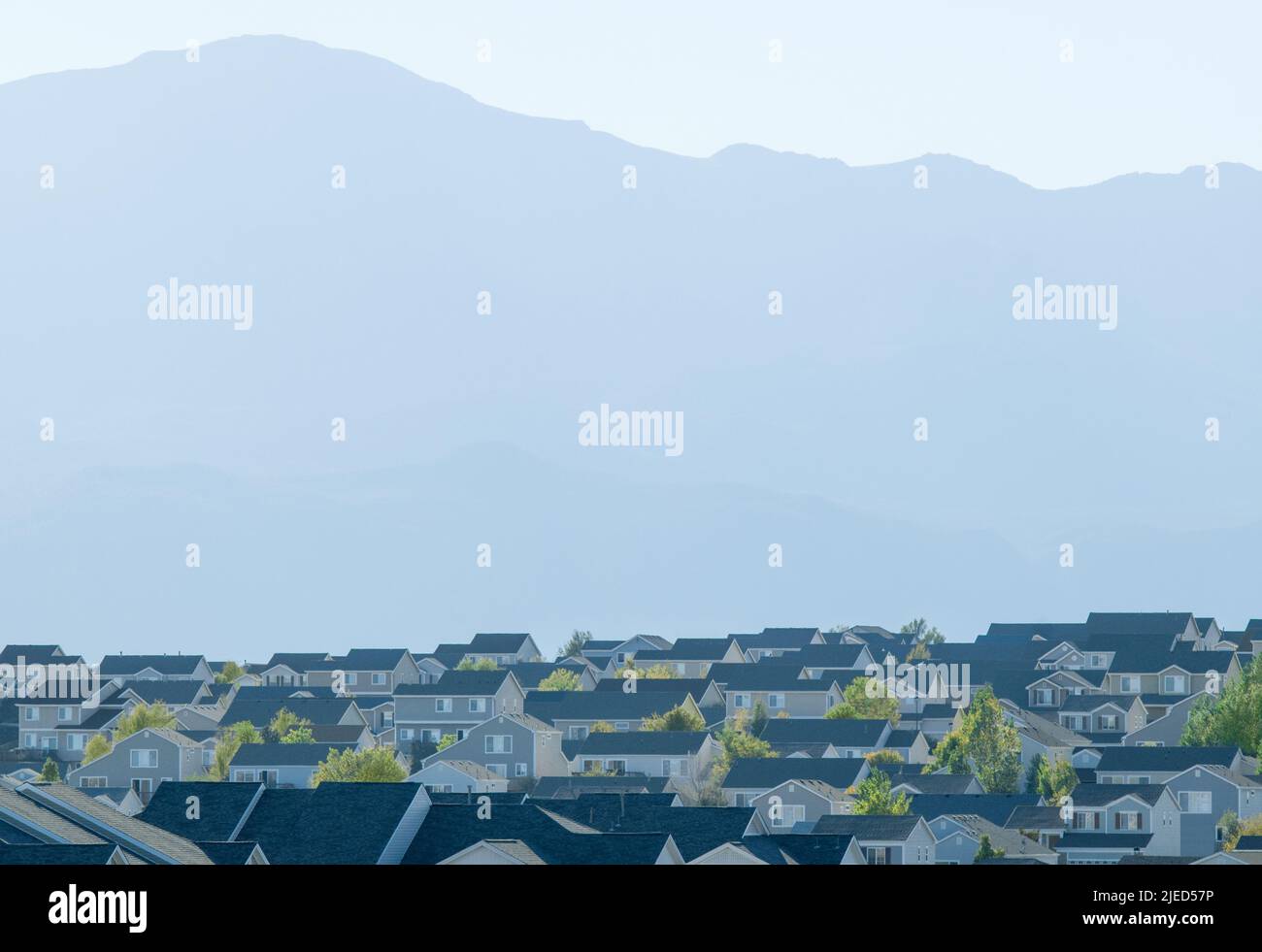 Northern suburbs of Colorado Springs with Pike’s Peak in the background ...