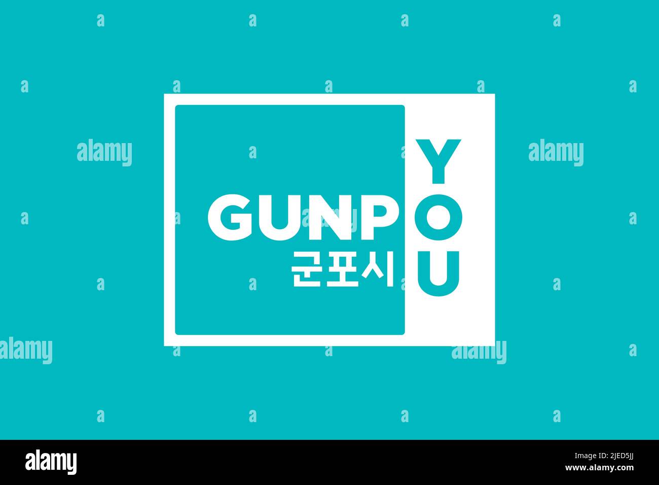 Top view of flag Gunpo city, South Korea. Korean travel and patriot ...