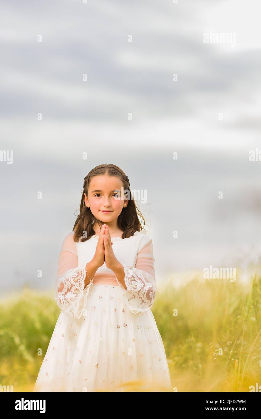 communion girl. catholic religion child celebration hispanic female ...