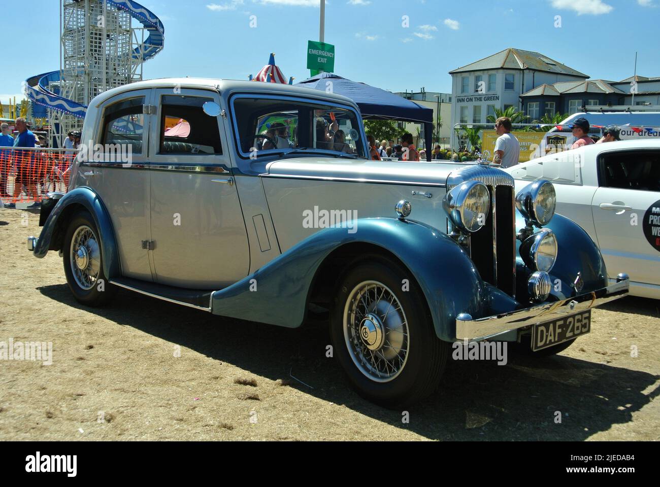 A 1937 Daimler 15 parked on display at the English Riviera classic car ...