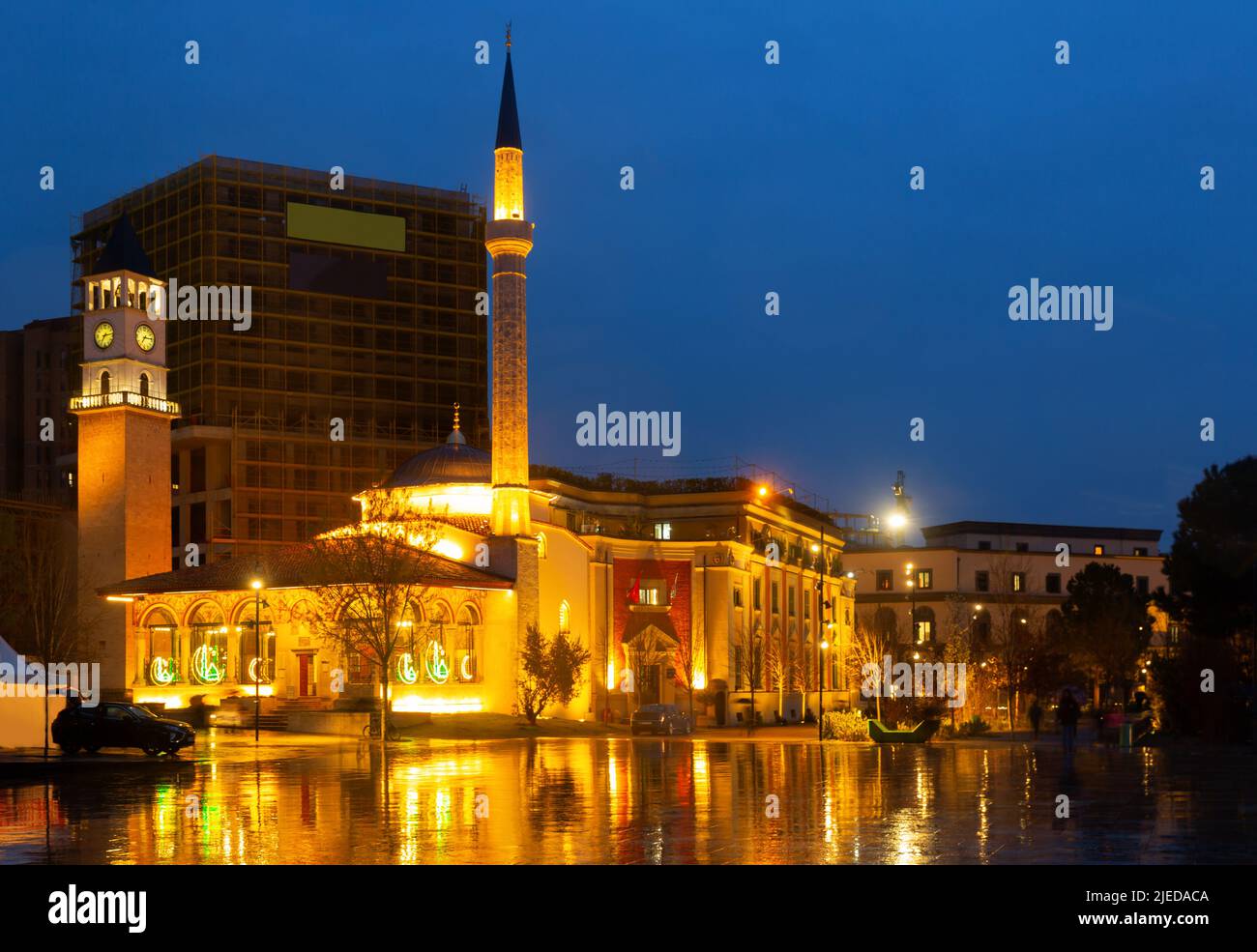 Illuminated view of Ethem Bey Mosque, Albania Stock Photo - Alamy