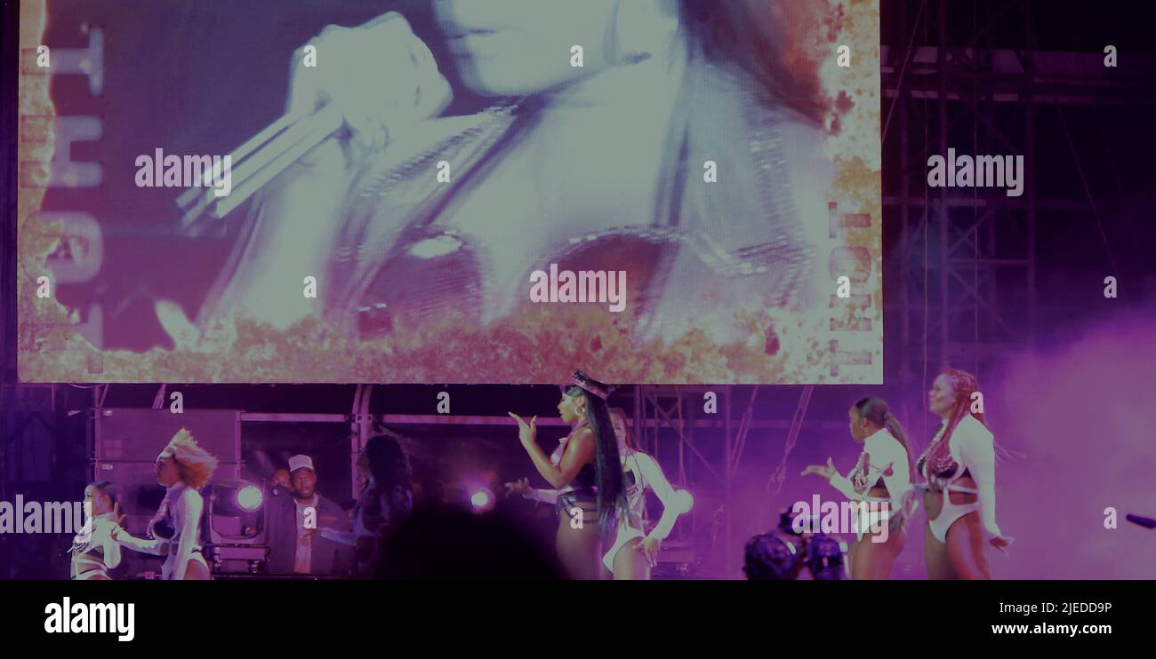 Rapper Megan Thee Stallion performing live at Made in America in ...