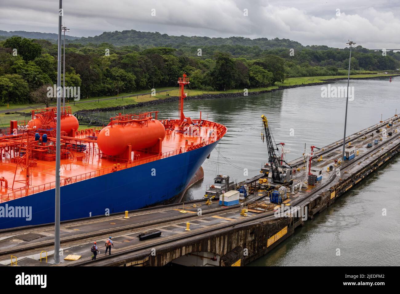 Cruising through the Gutan Locks in the Canal Zone of Panama Stock ...