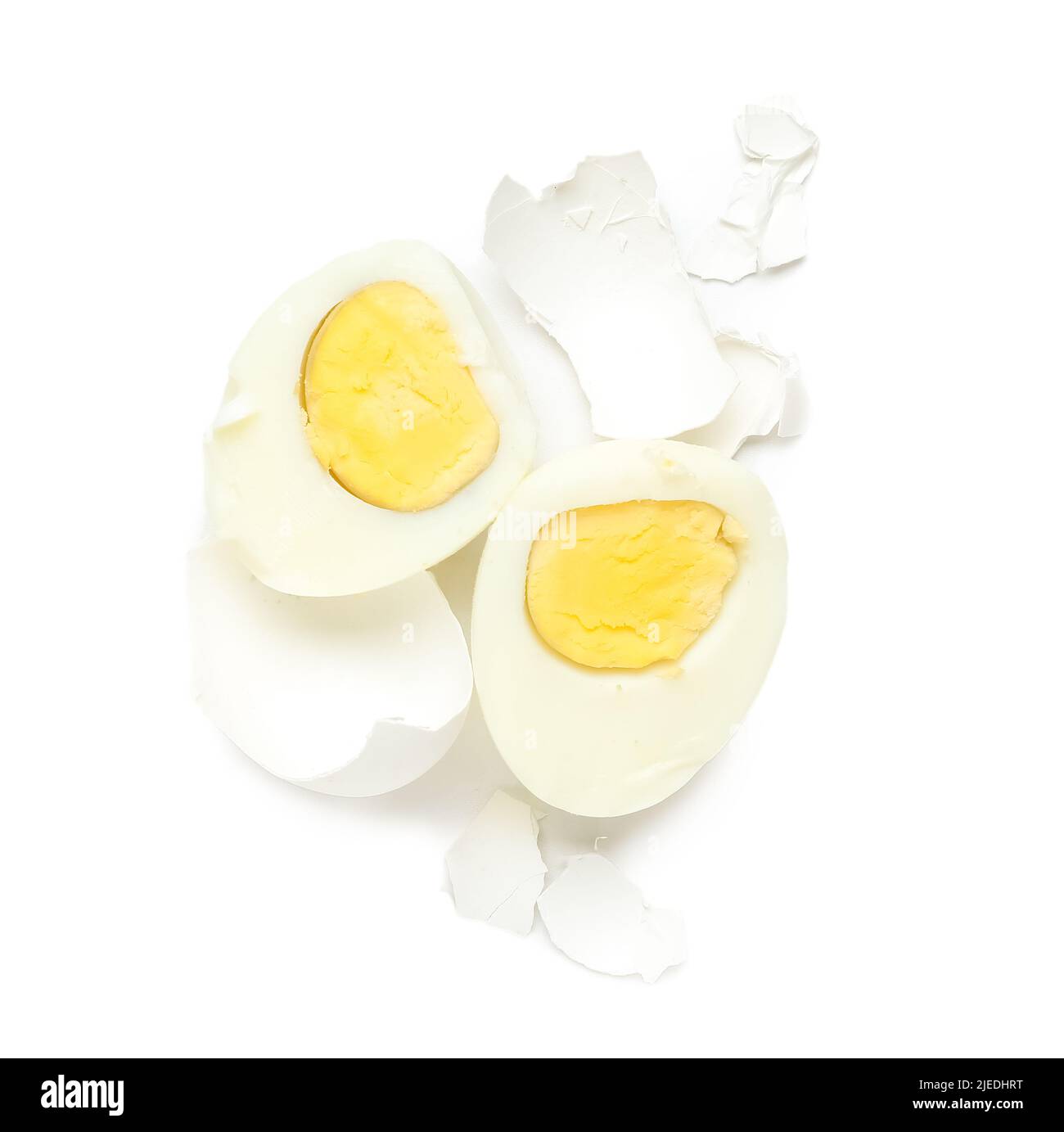 Boiled chicken egg and shell isolated on white background Stock Photo ...
