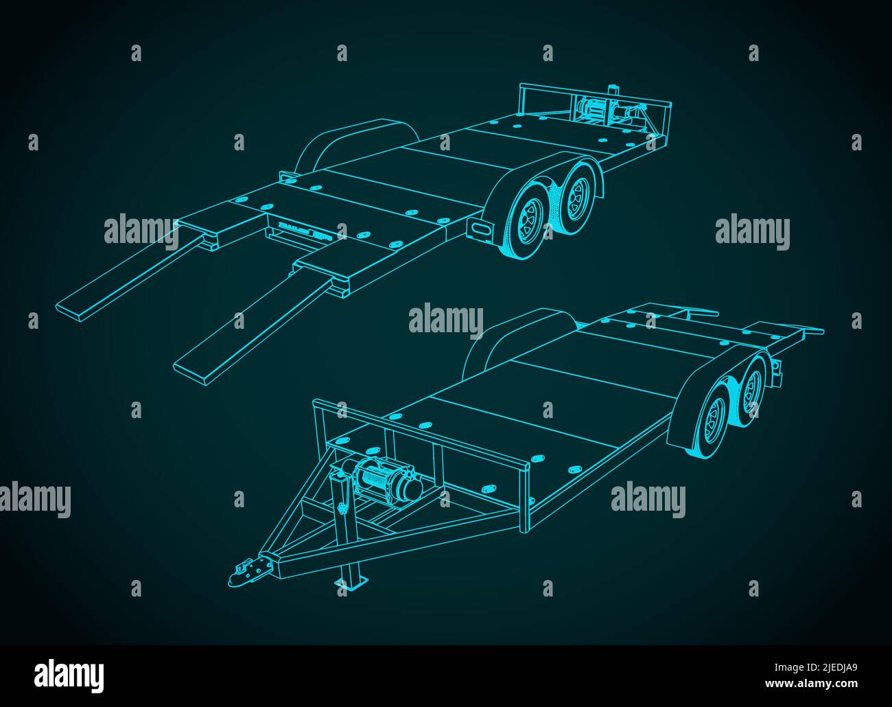 Stylized vector illustration of a car trailer Stock Vector Image & Art ...