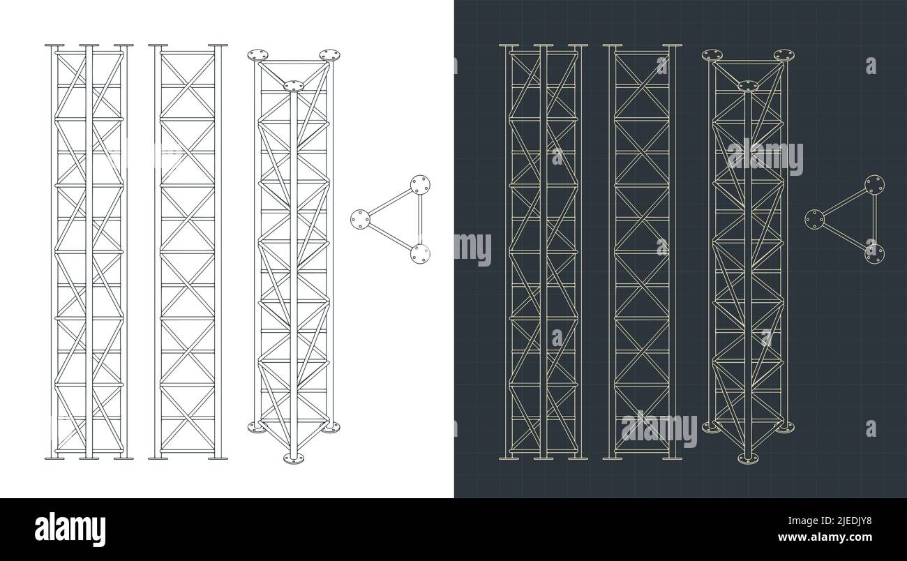 Stylized vector illustration of blueprints of removable modular metal ...