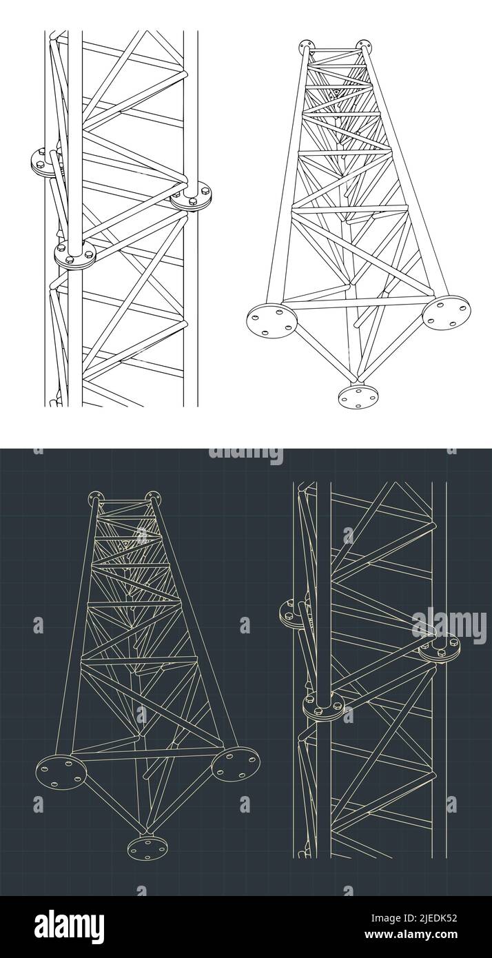 Stylized vector illustration of blueprints of removable modular metal ...