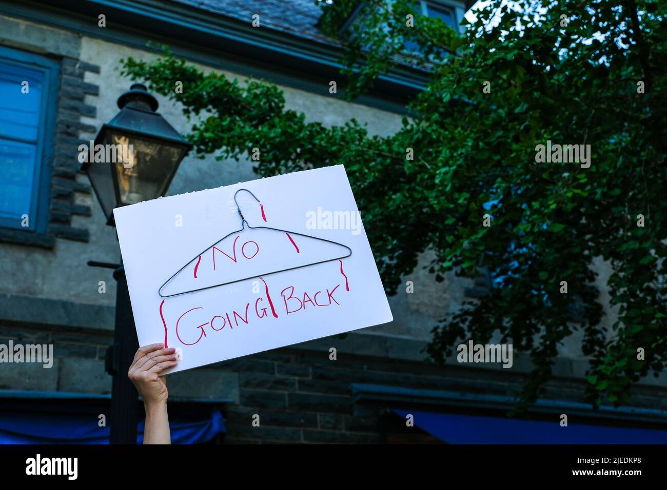 Milford, United States. 24th June, 2022. A No going back placard seen ...
