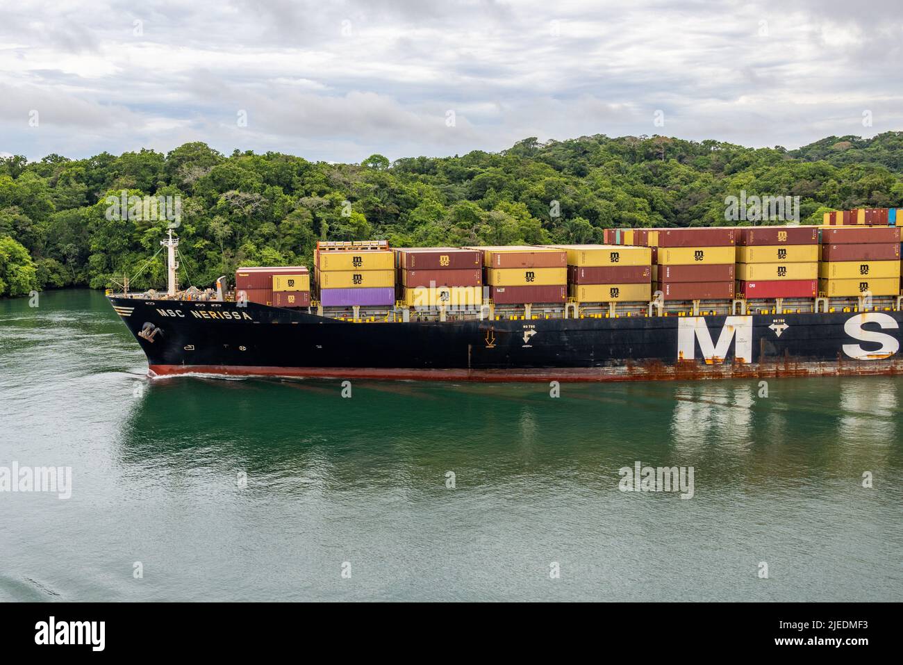 Container and transport ships in Lake Gutan in the Panama Canal Zone ...