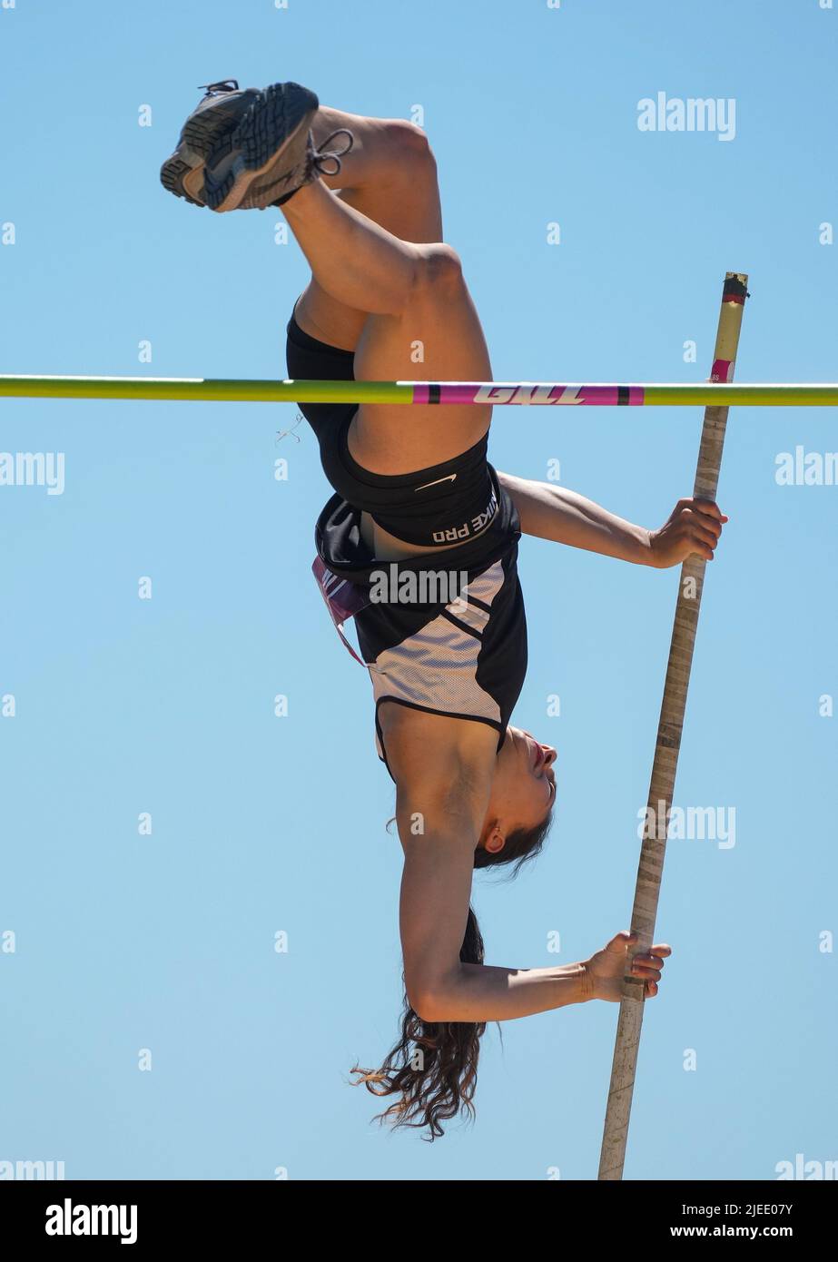 Meghan Lim, of Edmonton, Alta., competes in the women's pole vault ...