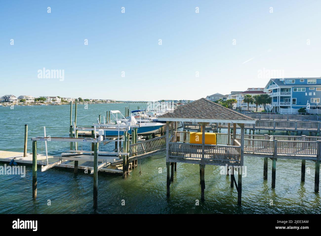 Private home docks with boats at Wrightsville Beach North Carolina ...