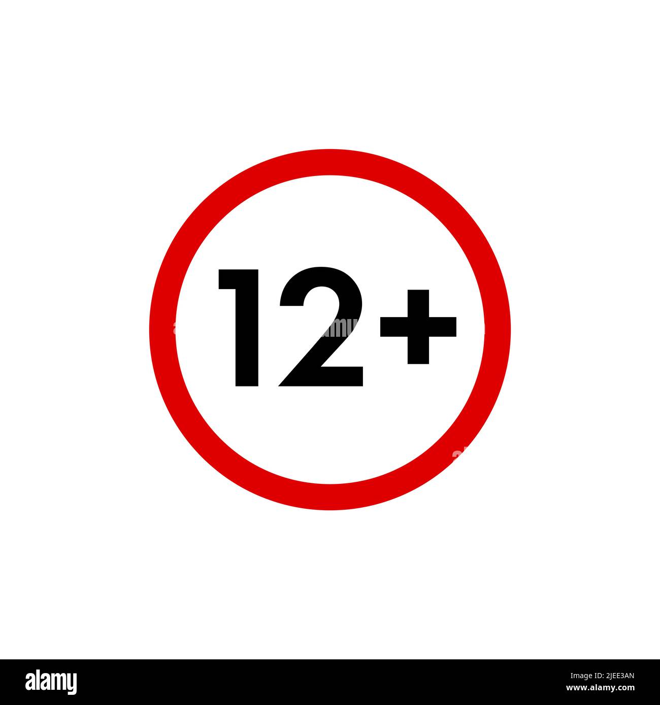 Twelve plus icon, under 12 years old prohibition sign, age restriction ...