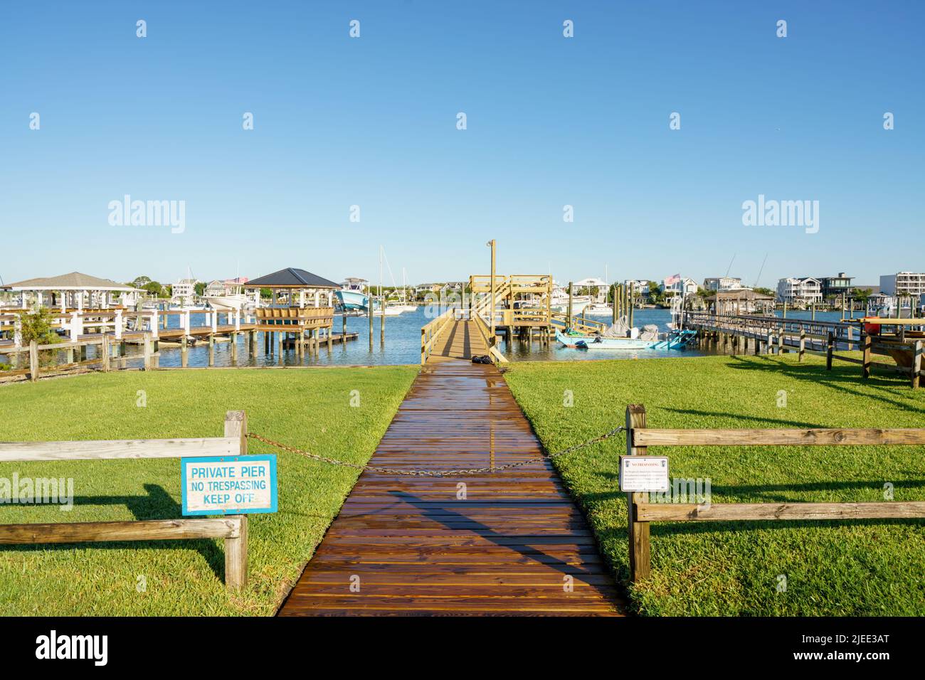 Private residential boat docks in Wrightsville Beach NC Stock Photo - Alamy